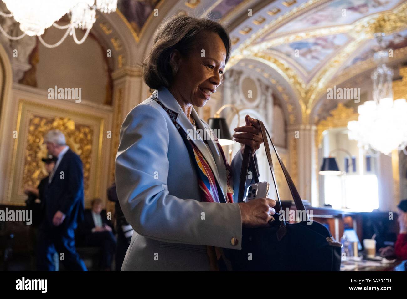 Sen. Lisa Blunt Rochester (D-Del.) arrives for a Senate Democratic ...