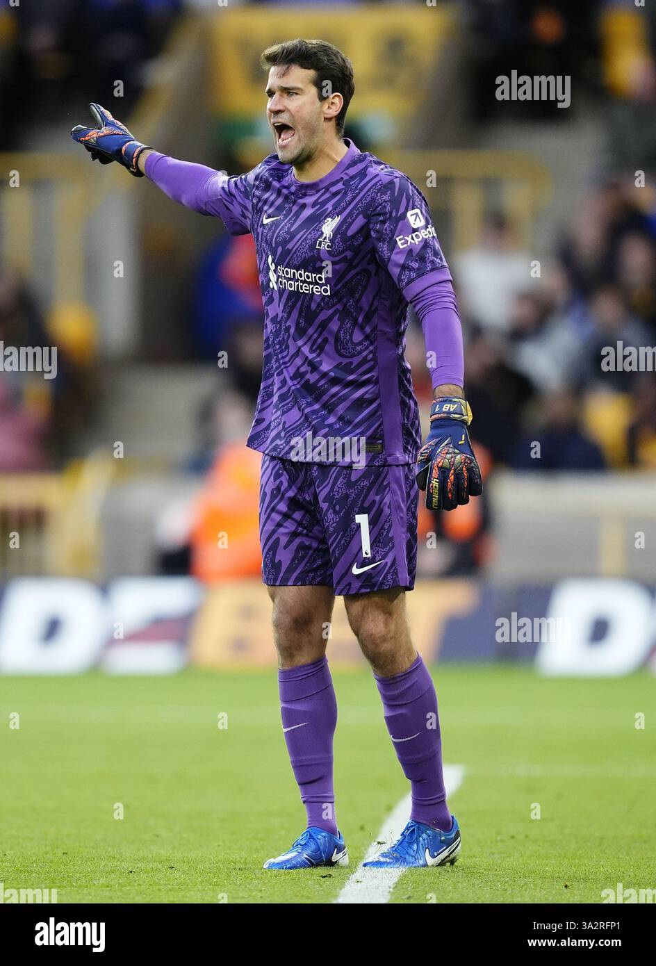Liverpool goalkeeper Alisson Becker during the Premier League match at ...