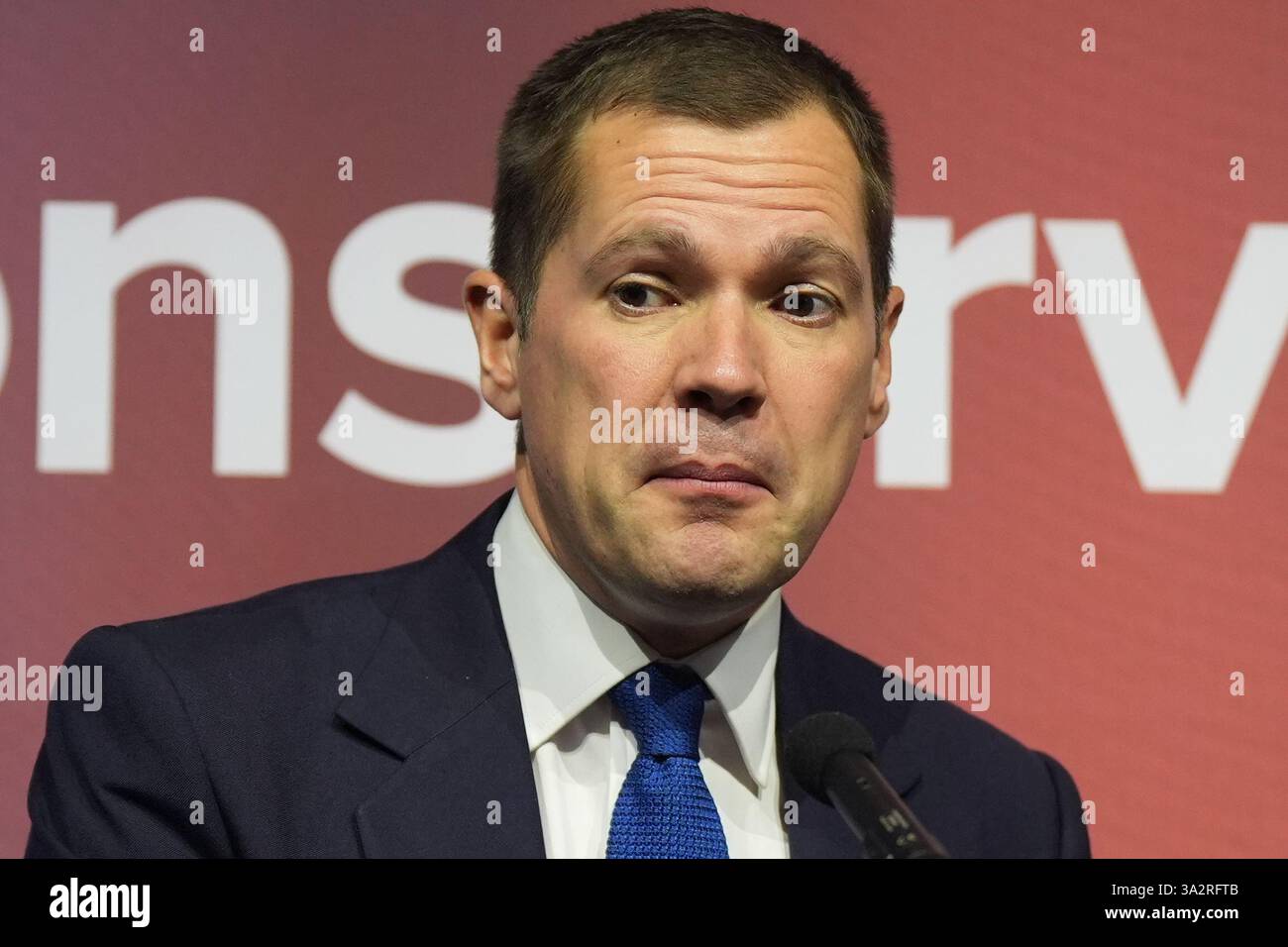Leadership contender Robert Jenrick speaking at an fringe event during ...