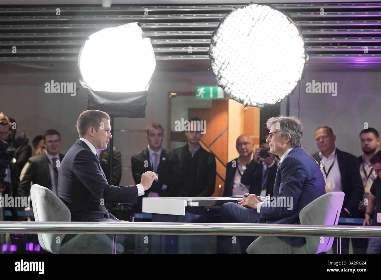 Leadership contender Robert Jenrick (left) during an interview with ...