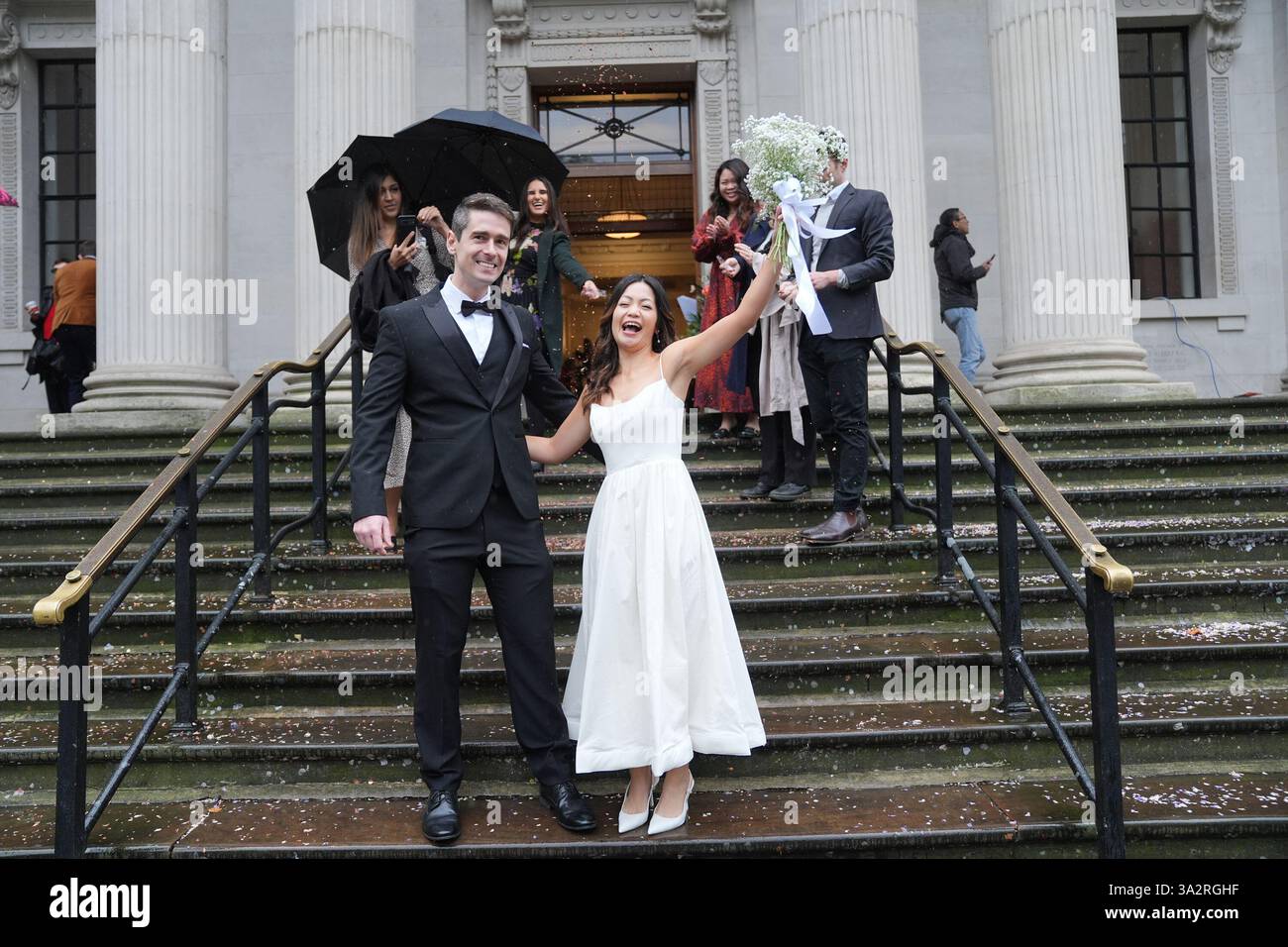 Australian couple Brad 31 and his bride Priscilla 32, Standfield walk ...