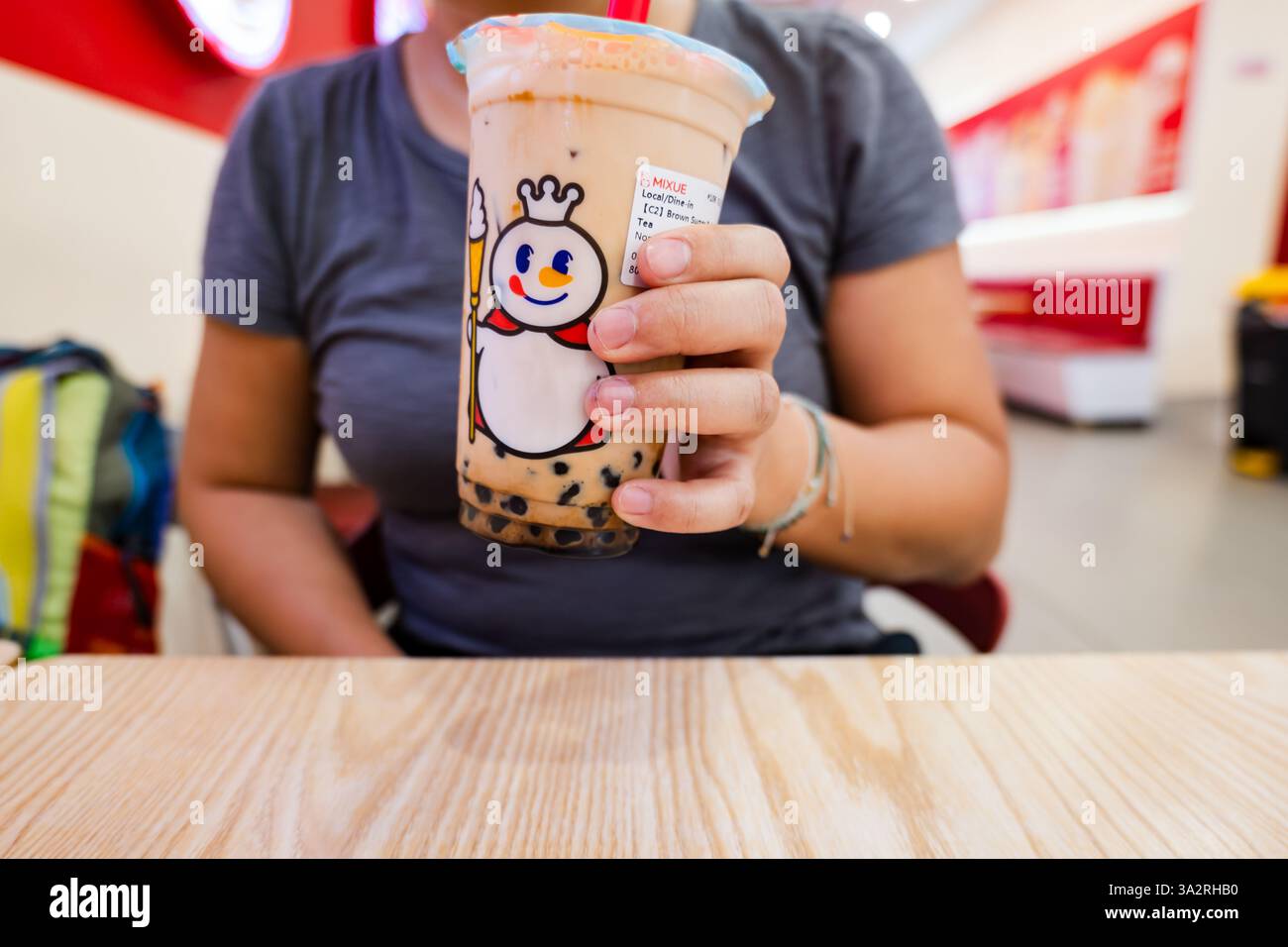 Kuala Lumpur, Malaysia - 03.10.2025: Mixue bubble tea in Mixue shop in ...