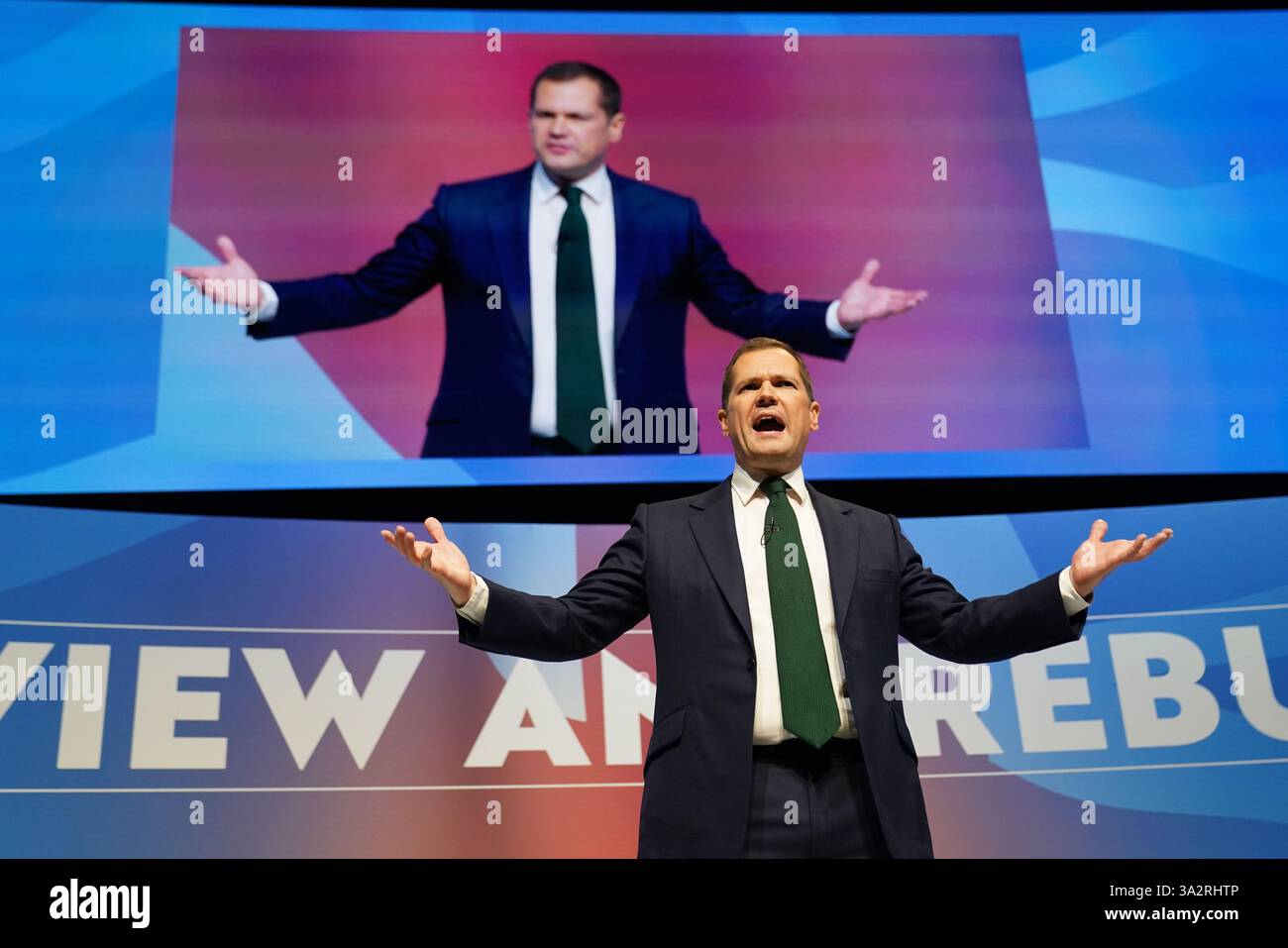 Conservative Party leadership candidate Robert Jenrick delivers a ...