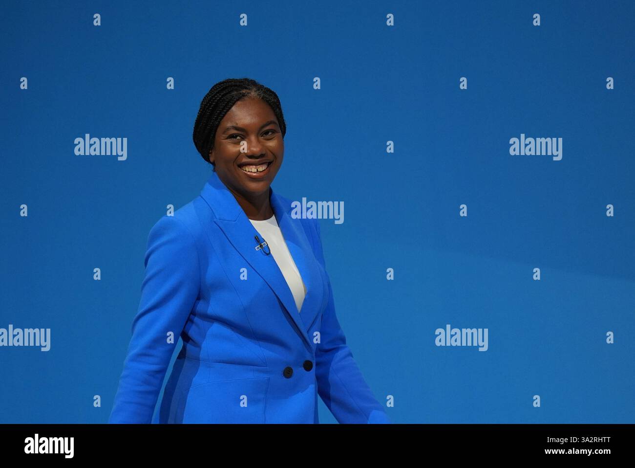 Conservative Party leadership candidate Kemi Badenoch delivers a speech ...