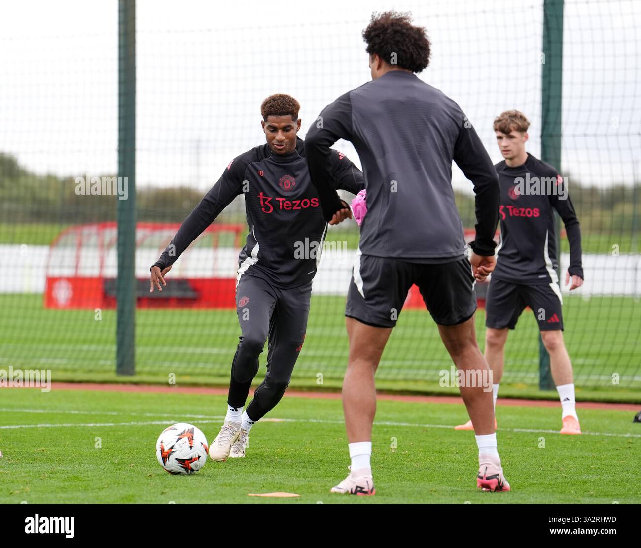 Manchester United's Marcus Rashford (left) during a training session at ...