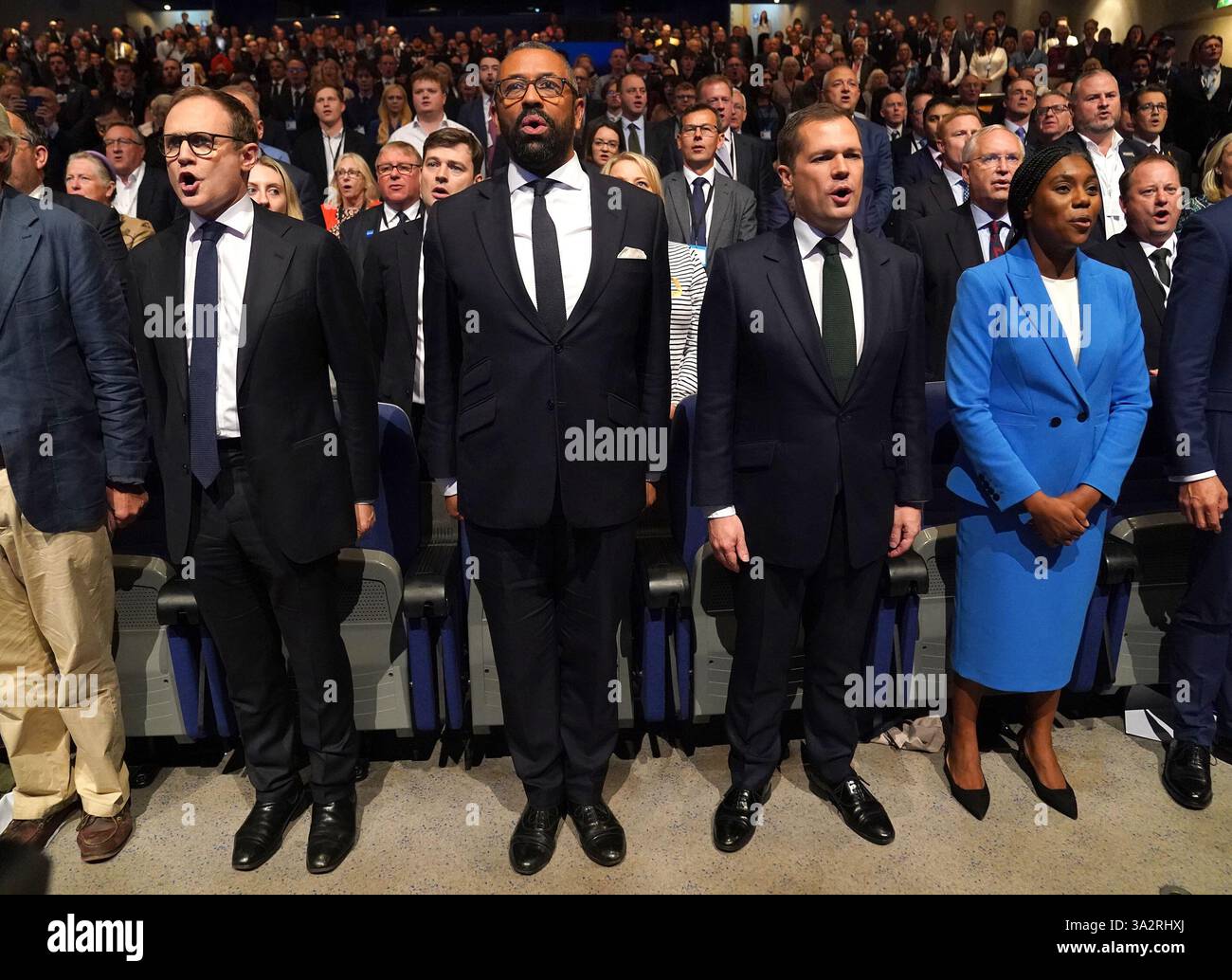 (left to right) Tory leadership candidates Tom Tugendhat, James ...
