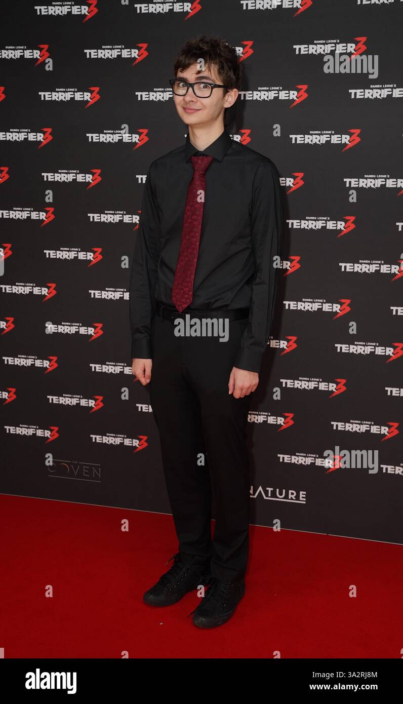 Elliott Fullam arriving for the UK gala screening of Terrifier 3, at ...
