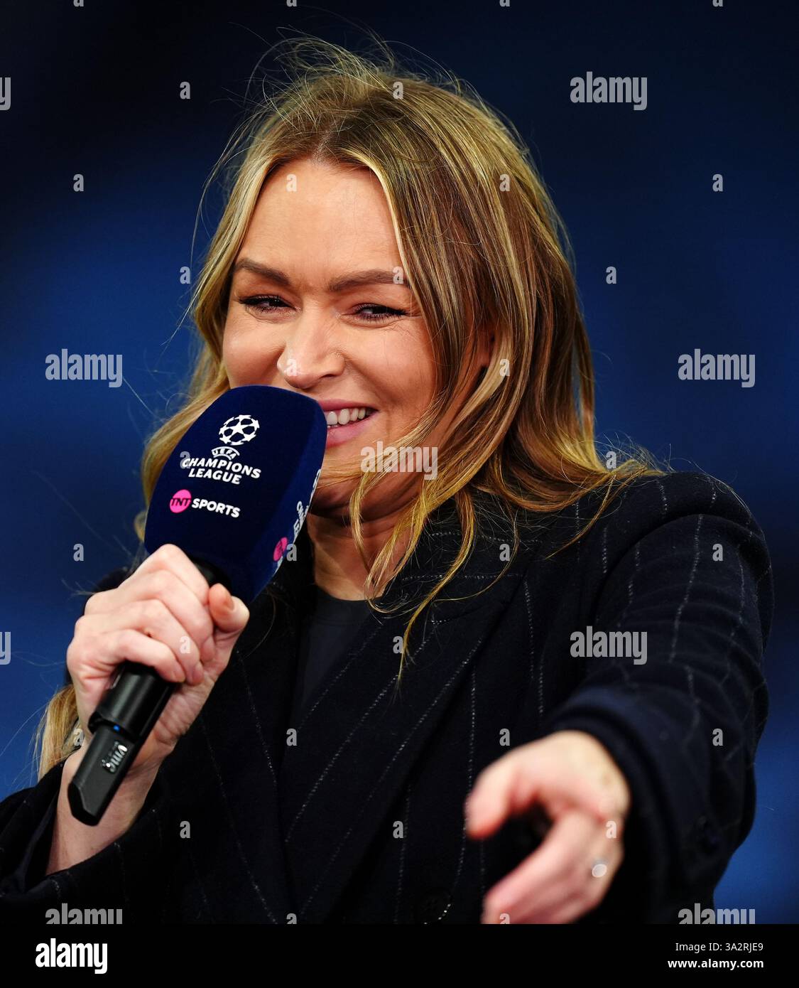TNT Sports presenter Laura Woods during the UEFA Champions League match ...