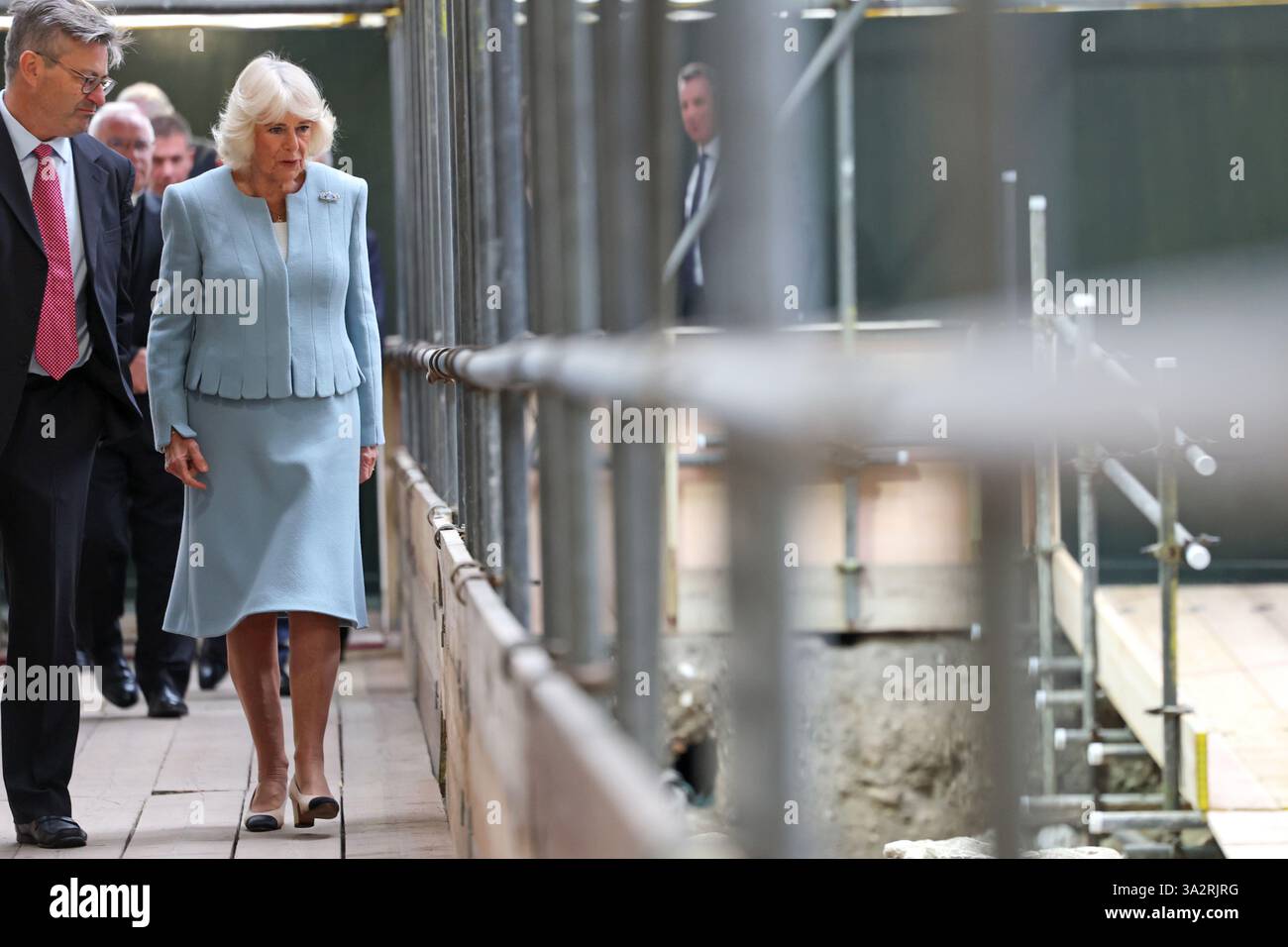 Queen Camilla with architect, Ptolemy Hugo Dean during a visit to the ...