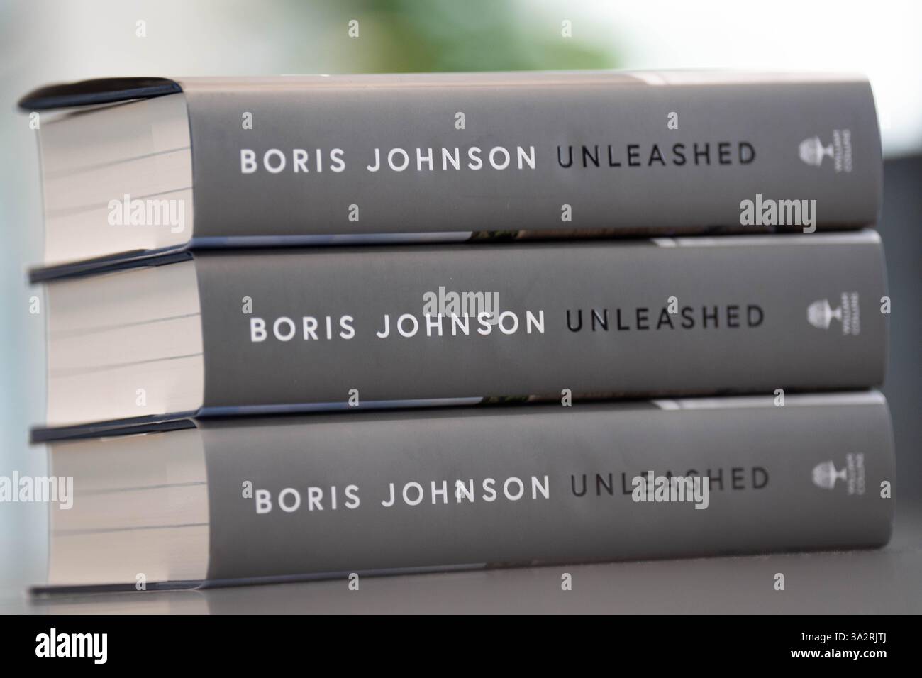 A pile of copies of former prime minister Boris Johnson's latest memoir ...
