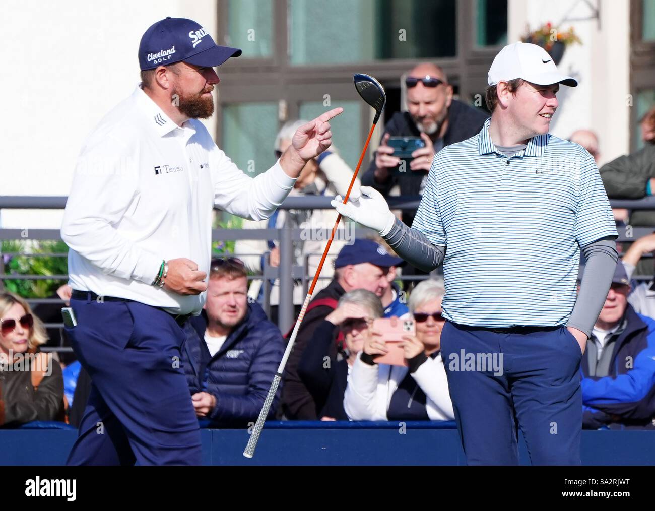 Shane Lowry and Robert MacIntyre on the 1st tee on day one of the ...