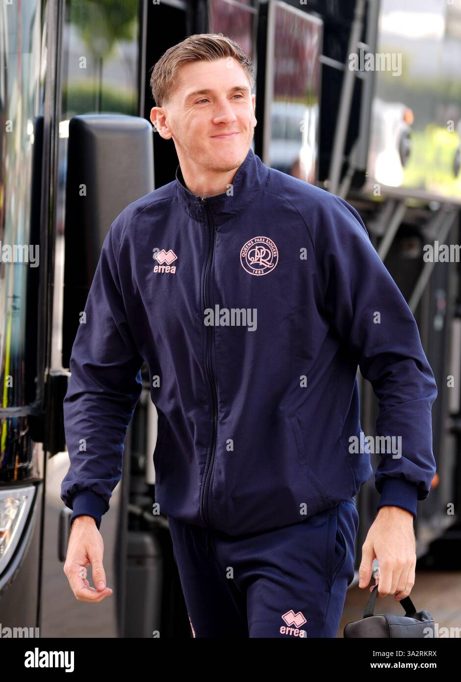 Queens Park Rangers' Jimmy Dunne arrives at the ground ahead of the Sky ...