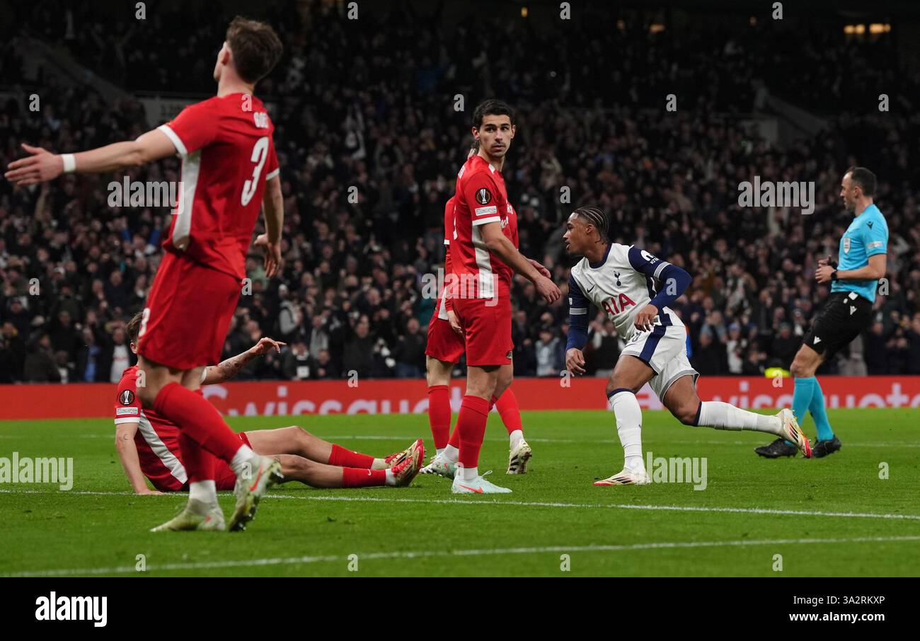 Tottenham Hotspur's Wilson Odobert celebrates scoring their side's ...