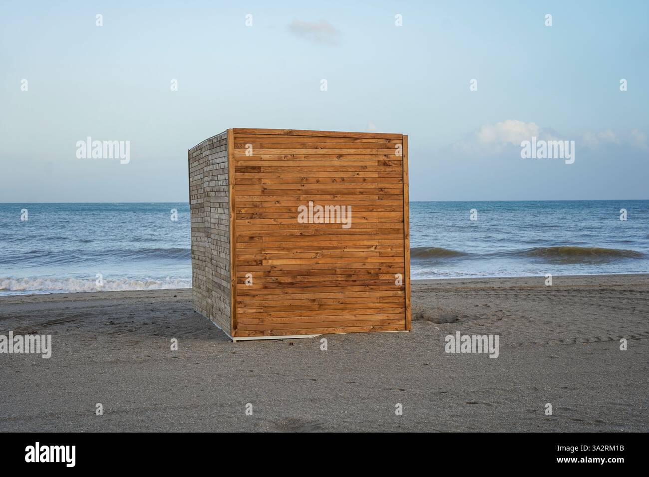 Wooden shed on beach, Spain Stock Photo - Alamy