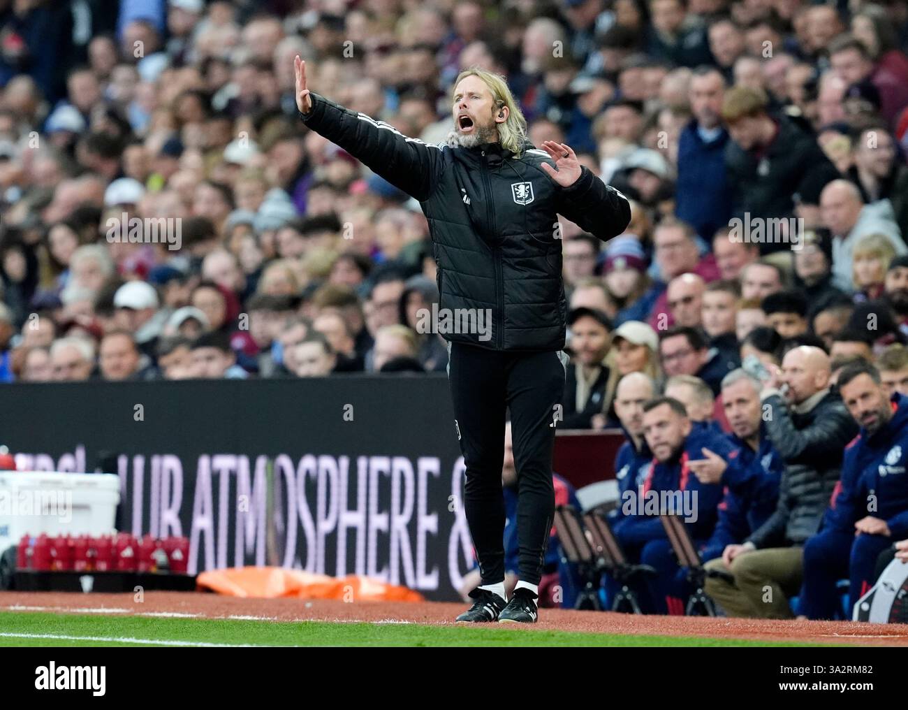 Aston Villa set-piece coach Austin MacPhee during the Premier League ...