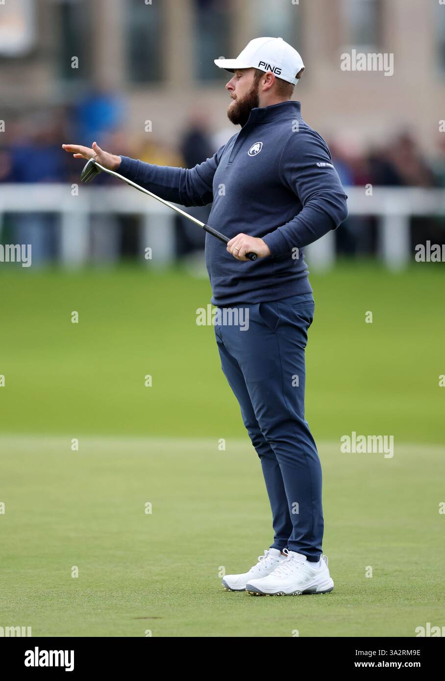 Tyrrell Hatton celebrates after his winning putt on the eighteenth ...