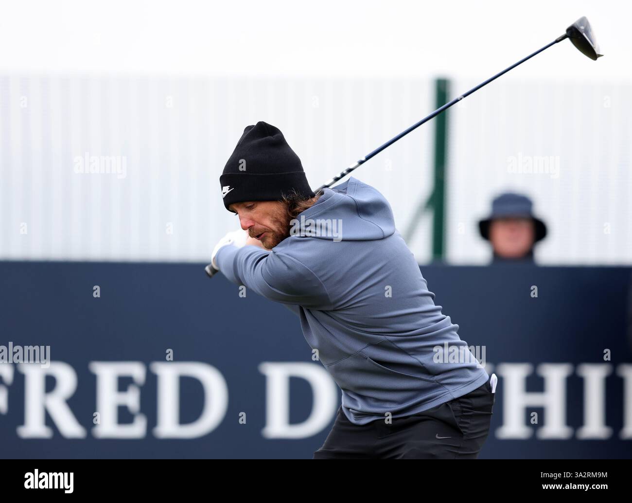Tommy Fleetwood teeing off on the seventeenth during day Four of the ...