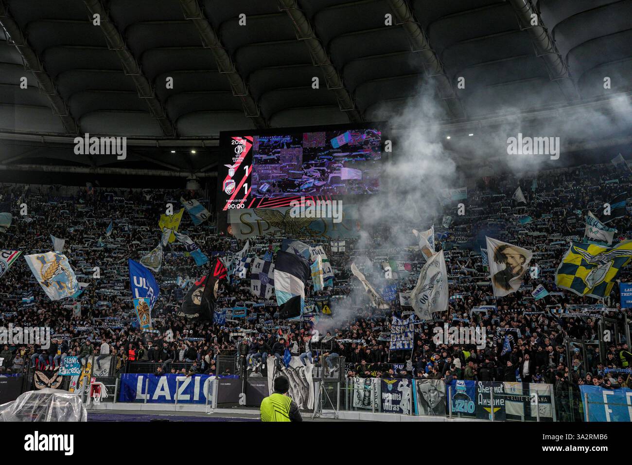 Rome, Italy. 13th Mar, 2025. SS Lazio ultras curva nord during Lazio vs ...