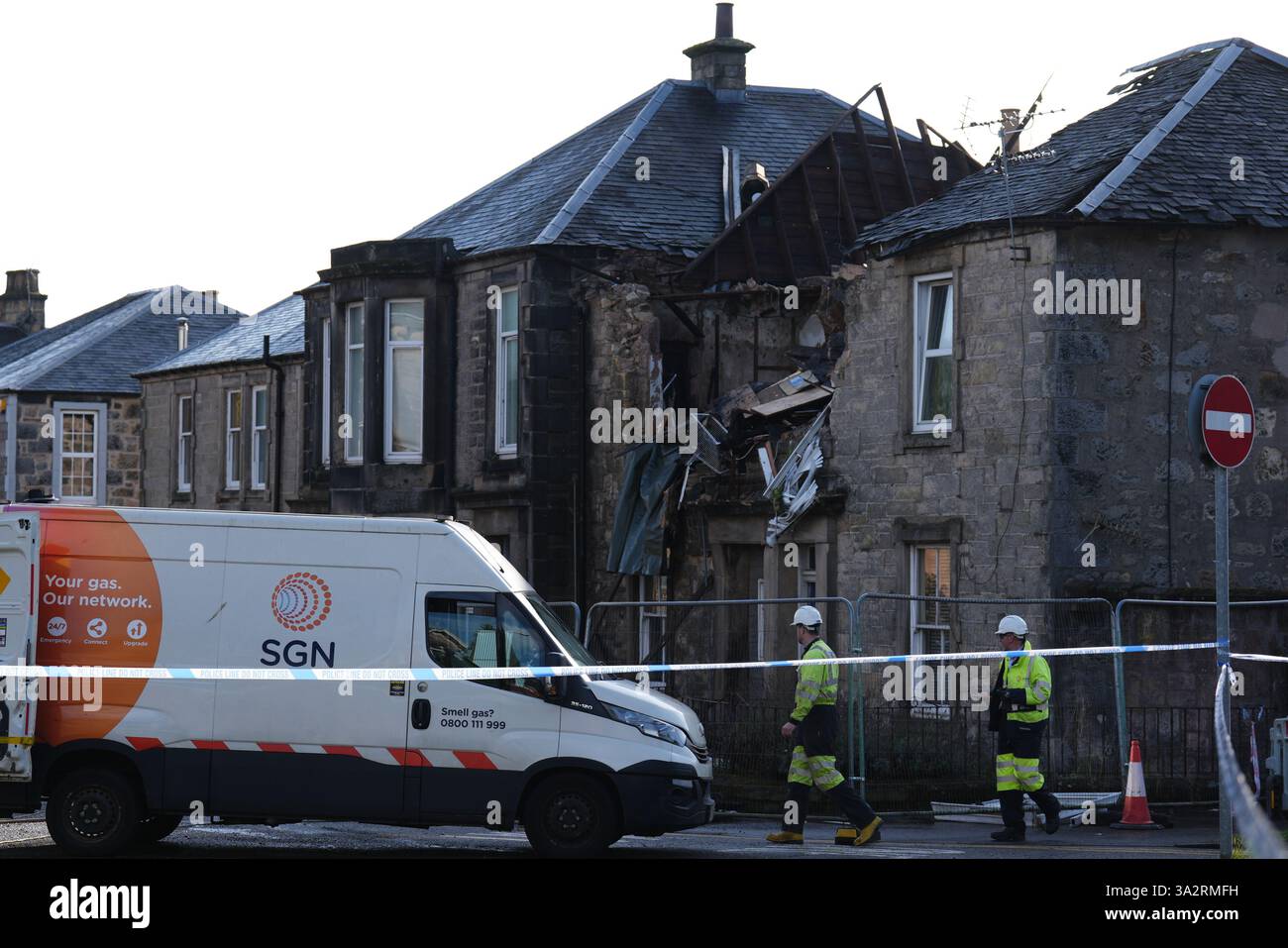 The scene at Kellie Place in Alloa, Clackmannanshire, after an ...