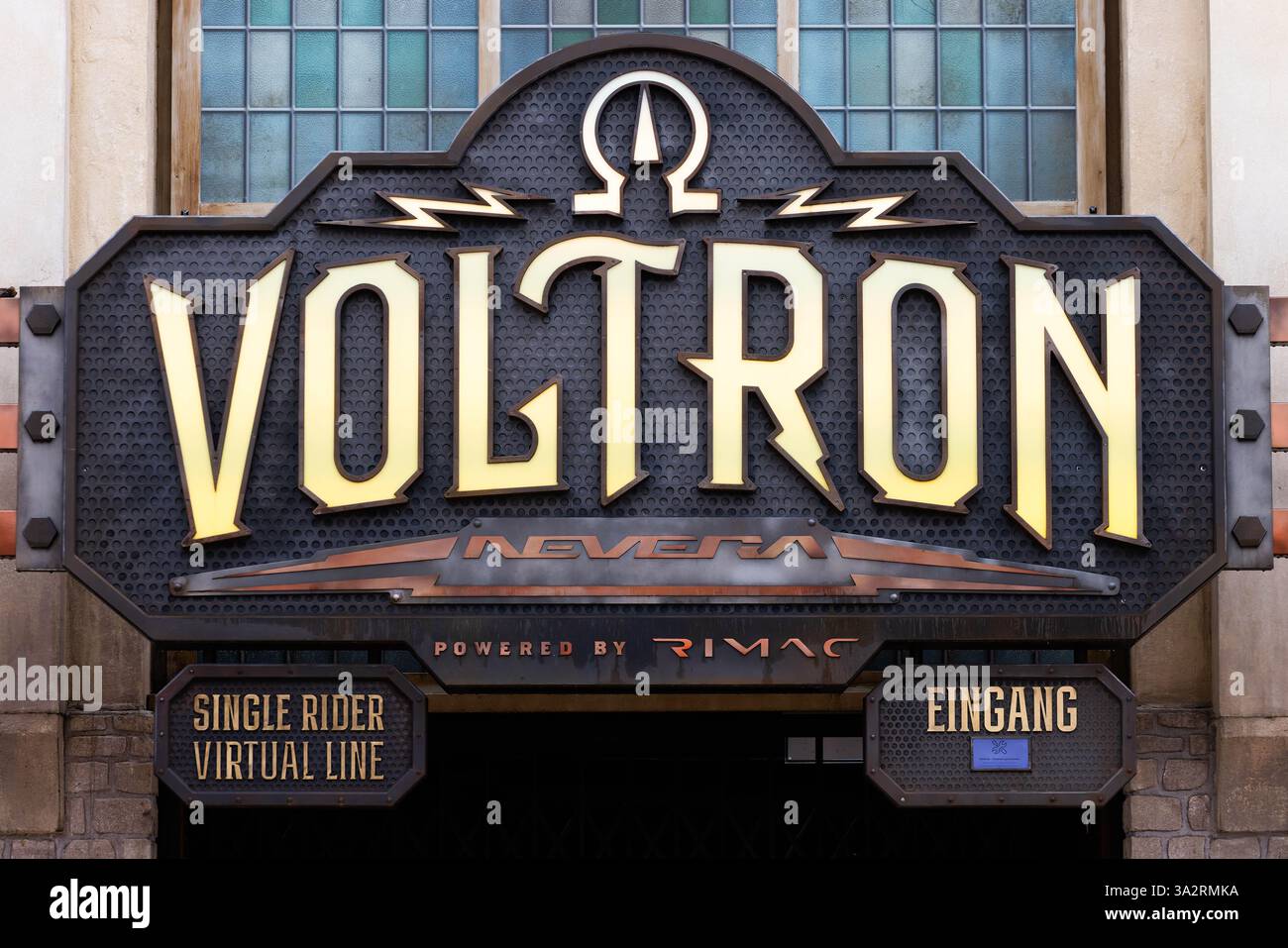 Rust, Germany. 13th Mar, 2025. The Voltron logo can be seen at the ...