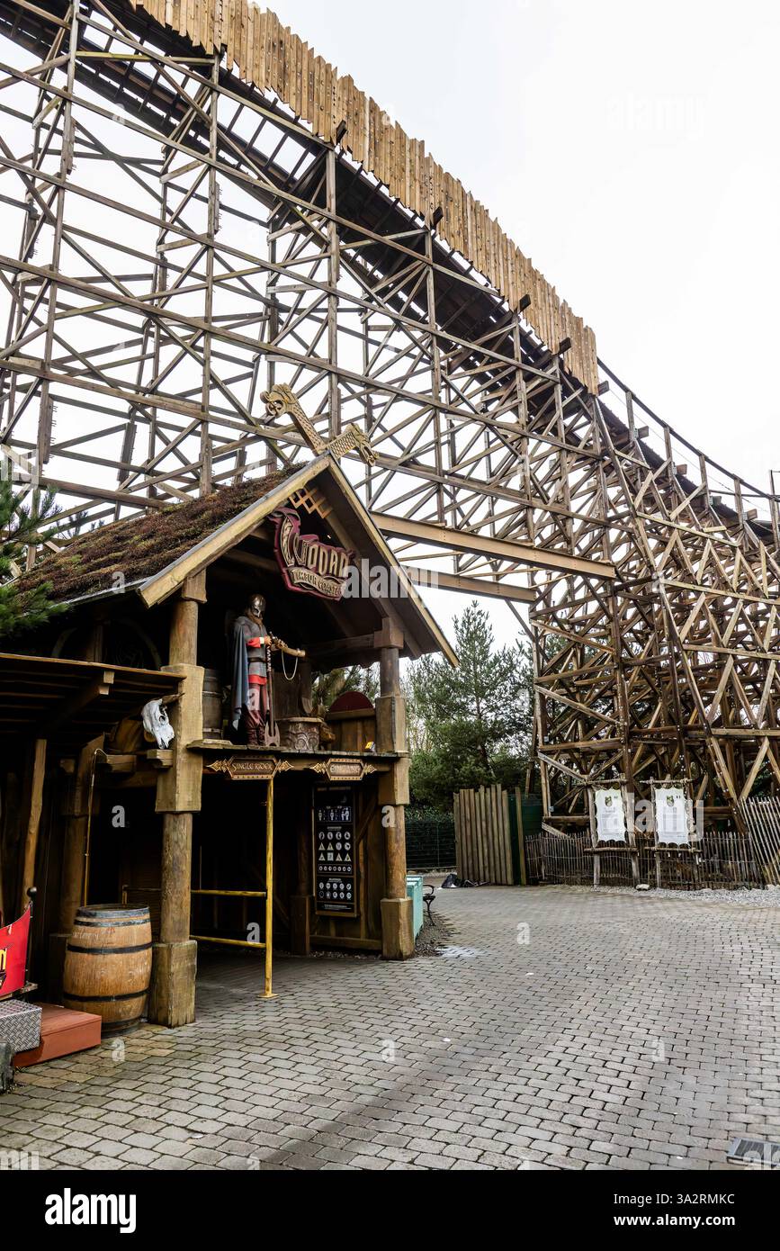 Rust, Germany. 13th Mar, 2025. The entrance to the Wodan Timbur Coaster ...