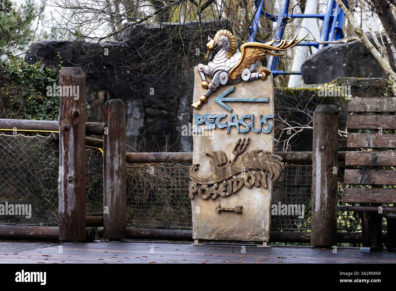 Rust, Germany. 13th Mar, 2025. A sign points the way to the Pegasus and ...