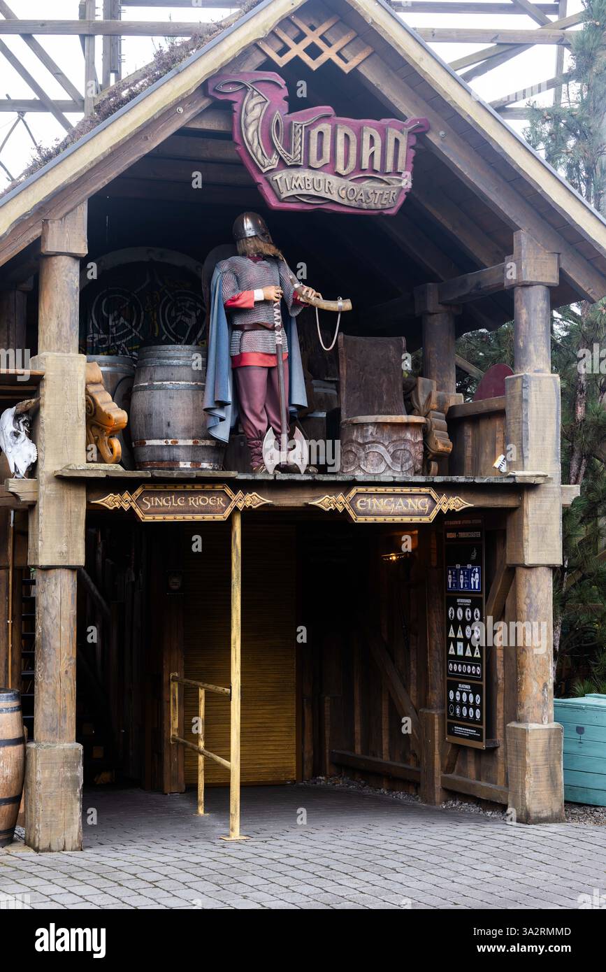 Rust, Germany. 13th Mar, 2025. The entrance to the Wodan Timbur Coaster ...