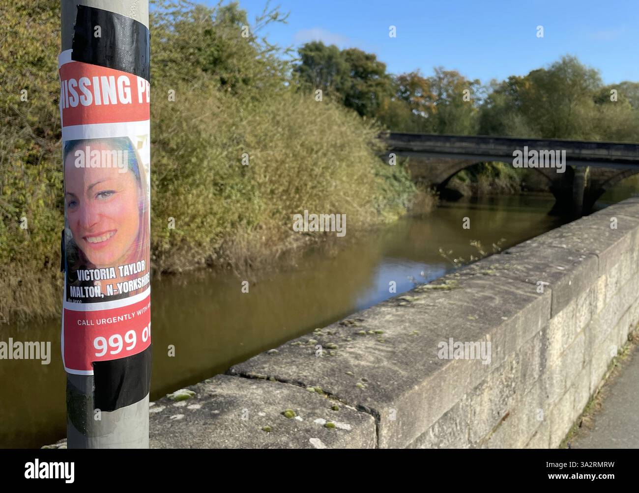 A poster appealing for information regarding missing woman Victoria Taylor on a post next to the ...