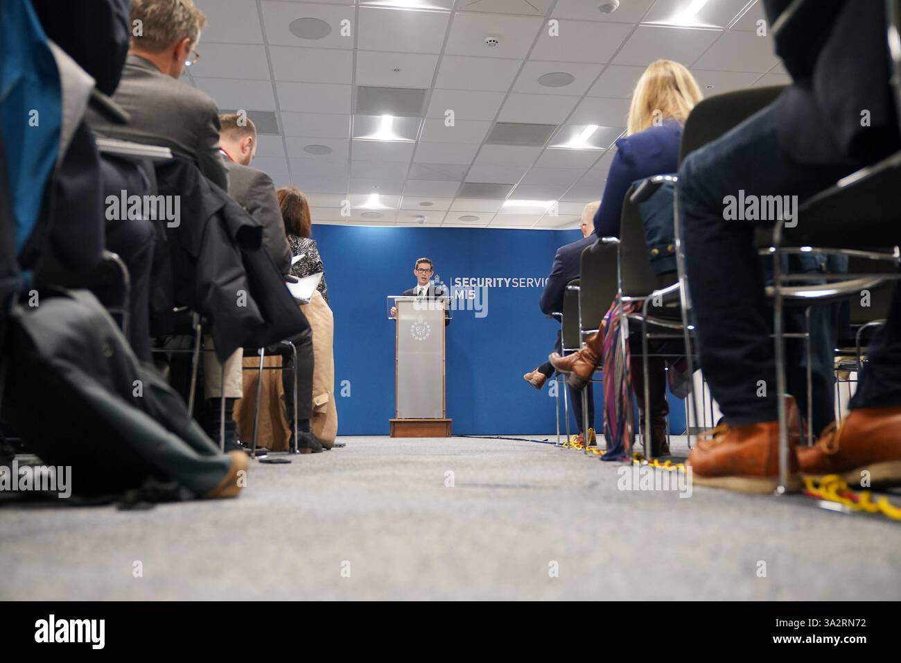EMBARGOED TO 1300 TUESDAY OCTOBER 8 Ken McCallum, Director General of MI5, delivers the annual ...