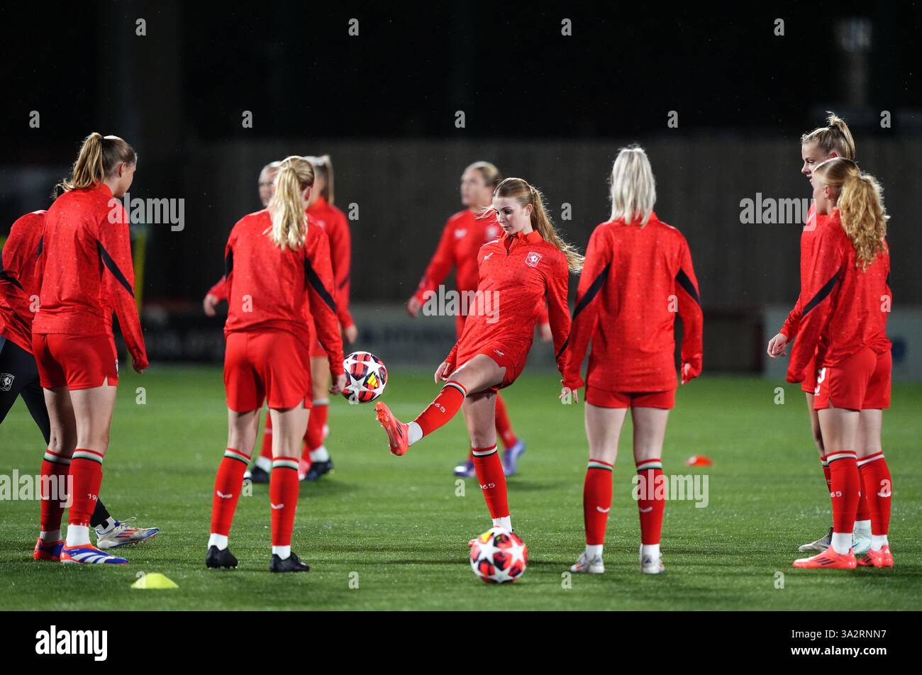 FC Twente players warming up ahead of the UEFA Women's Champions League ...
