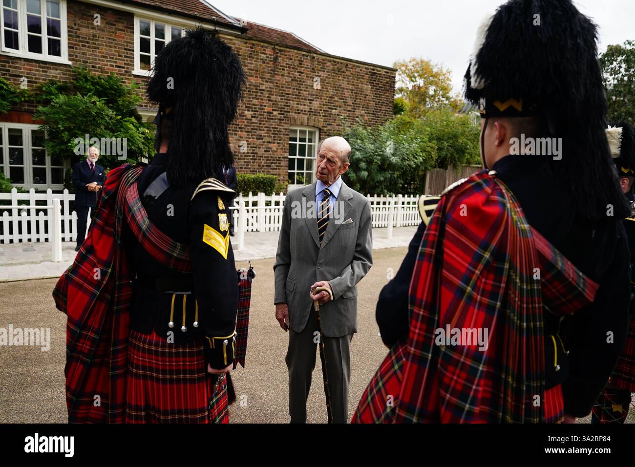 The Duke of Kent watches three pipers from the Royal Scots Dragoon ...