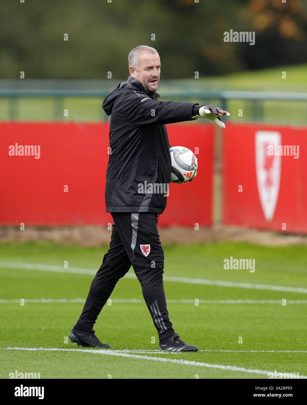 Wales goalkeeper coach Martyn Margetson during a training session at ...