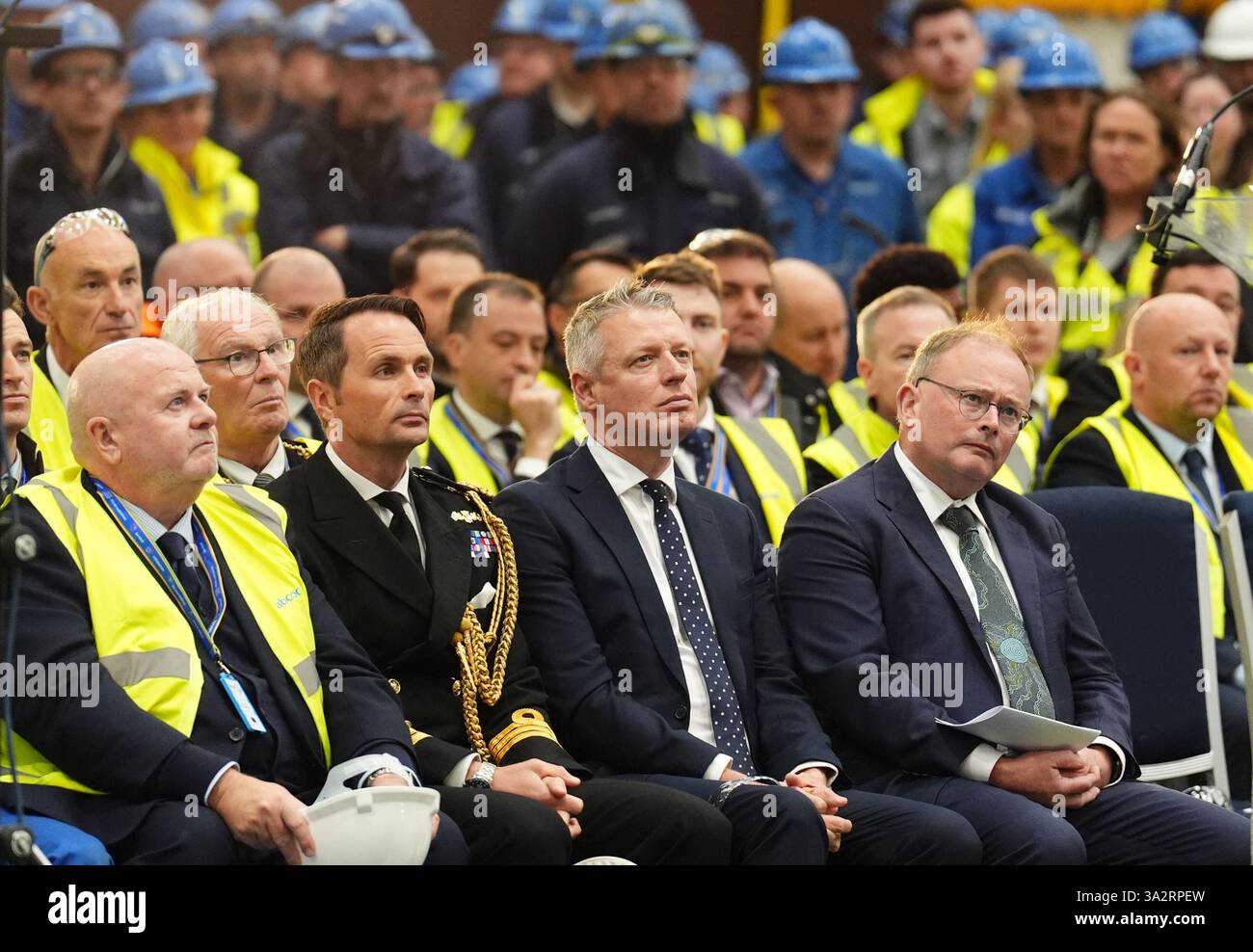 Babcock chief executive David Lockwood(r) and Minister for the Armed ...