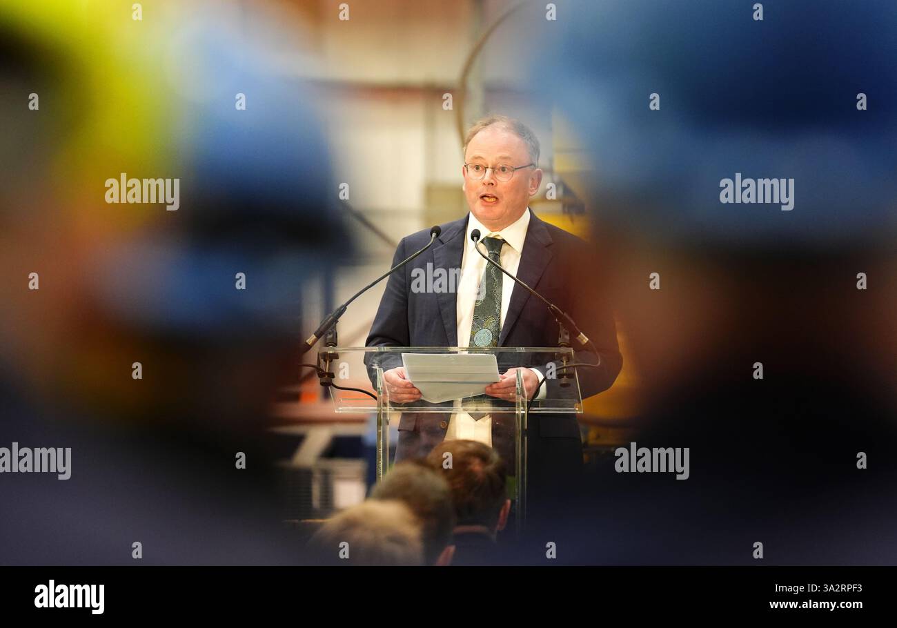 Babcock chief executive David Lockwood during the Steel Cut ceremony ...