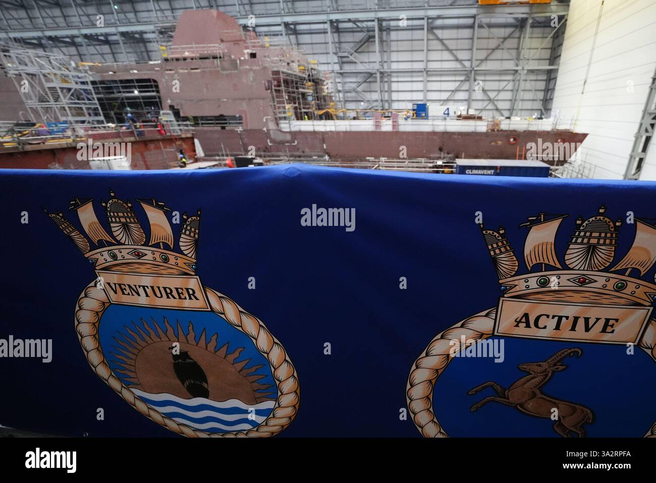 Construction work continues on HMS Venturer(top) and HMS Active in the ...