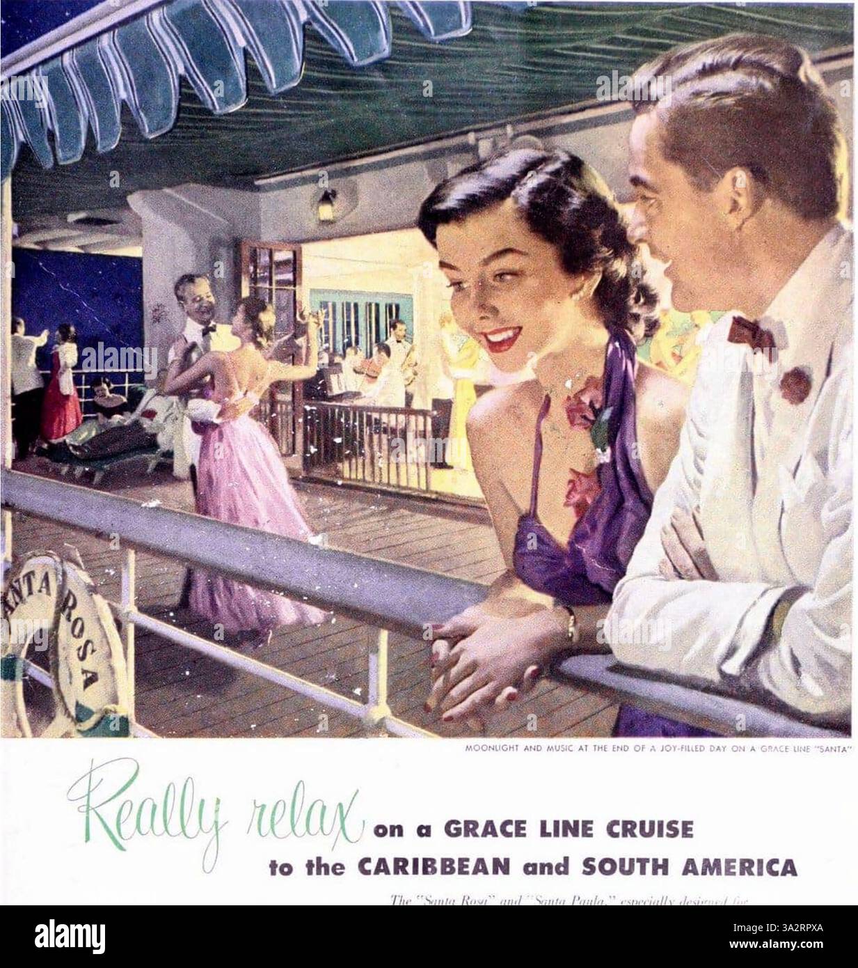 AMERICAN GRACE LINE cruise advert about 1955 Stock Photo - Alamy