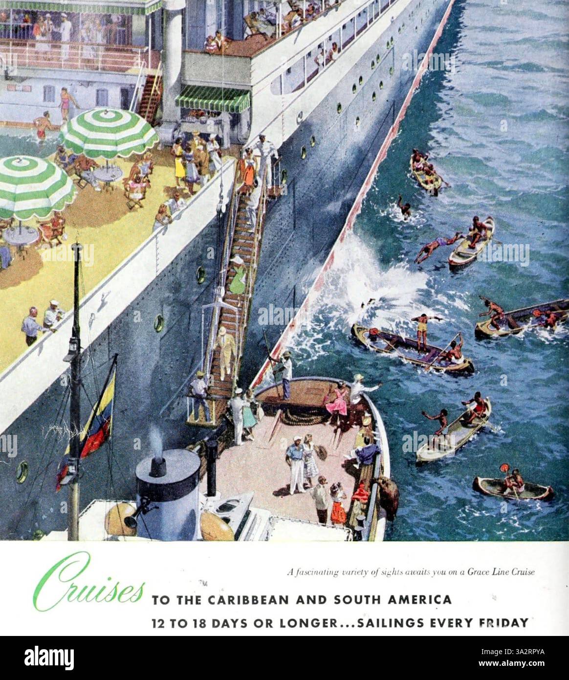 GRACE SHIPPING COMPANY cruise advert in 1950s. Founded in 1886 it was ...