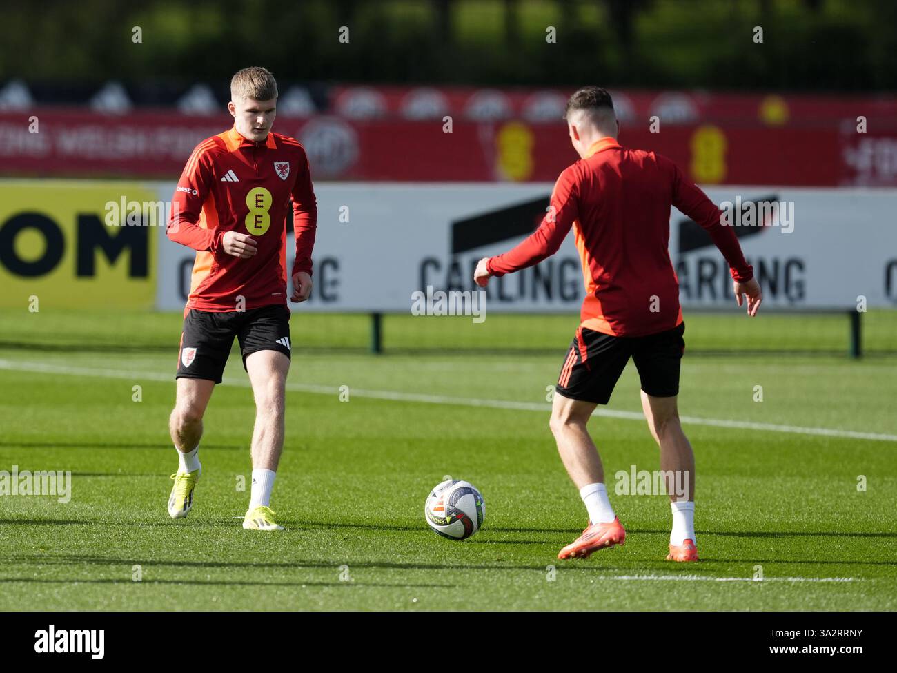 Wales' Jordan James (left) during a training session at the Vale Resort ...
