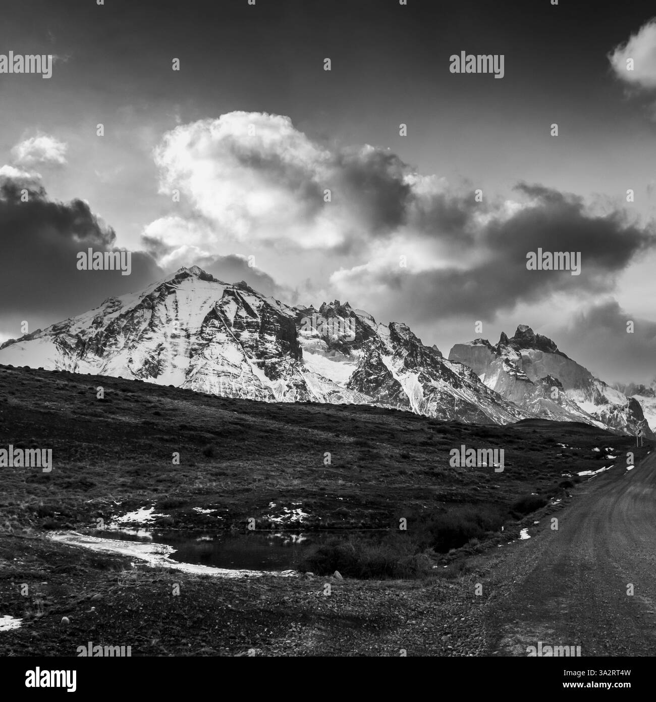 Mountain landscape environment, Torres del Paine National Park ...