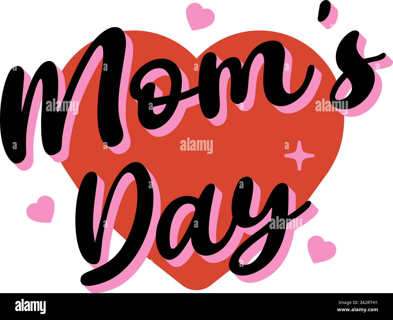 Moms Heart Day Calligraphy Handwriting Isolated Stock Vector Image ...