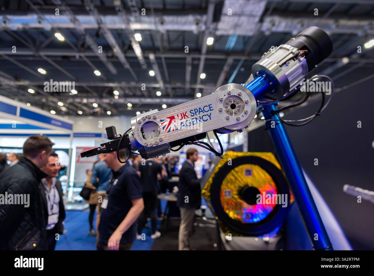 UK Space Agency robotic arm on display at Space-Comm Expo in ExCeL ...