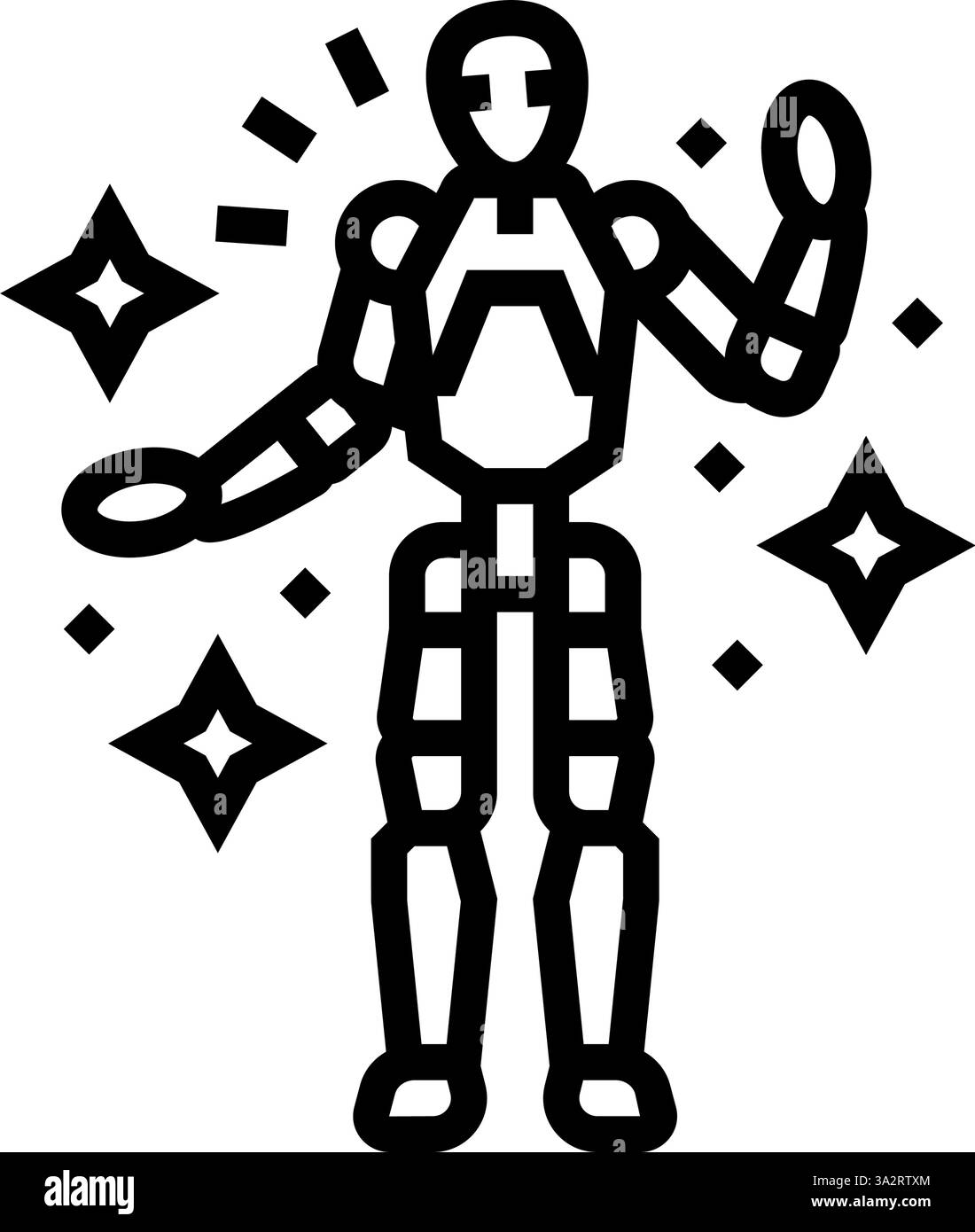 friendly robot waving social robotics line icon vector illustration ...