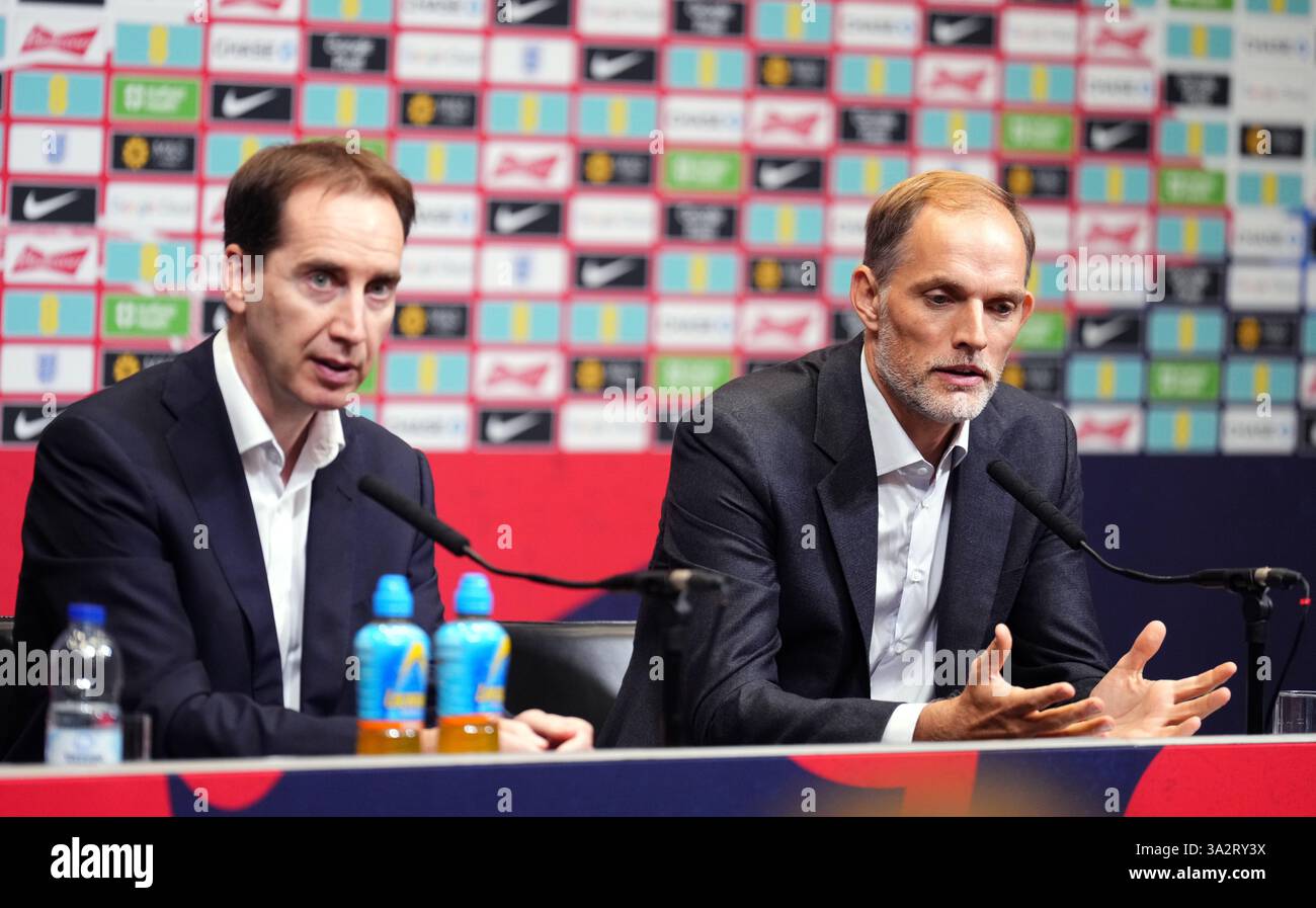 Newly appointed England head coach Thomas Tuchel with FA CEO Mark ...
