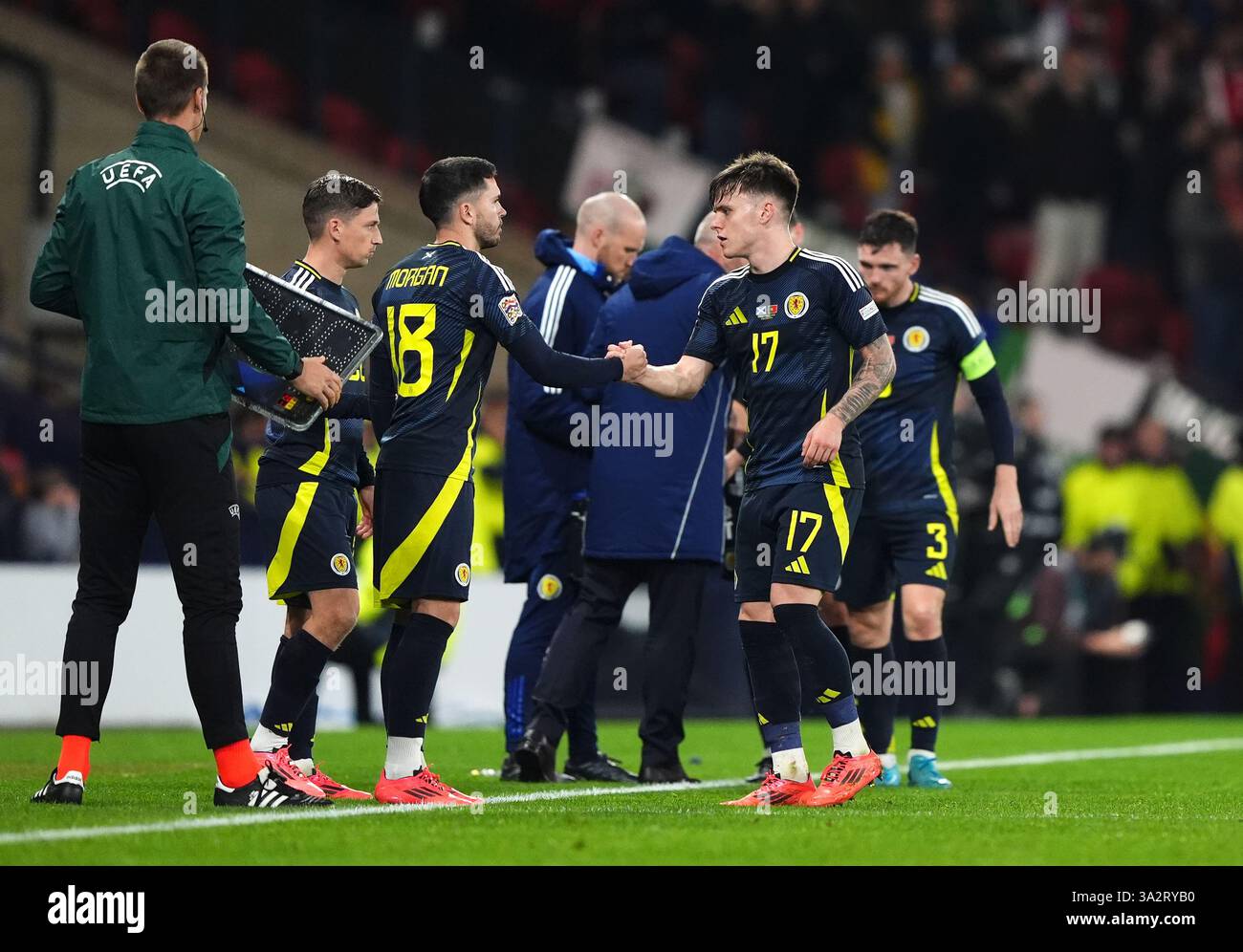 File photo dated 15-10-2024 of Scotland's Lewis Morgan greeting Ben ...