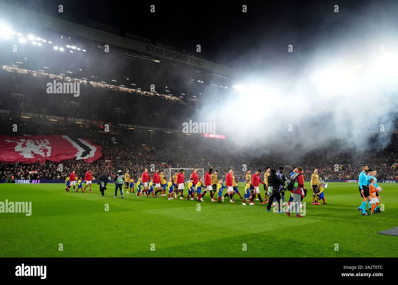 Manchester United and Real Sociedad players walk out before the UEFA ...