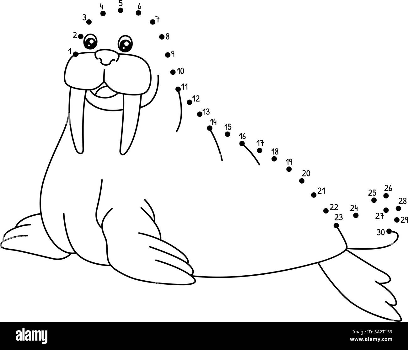Dot to Dot Walrus Animal Isolated Coloring Page Stock Vector Image & Art - Alamy