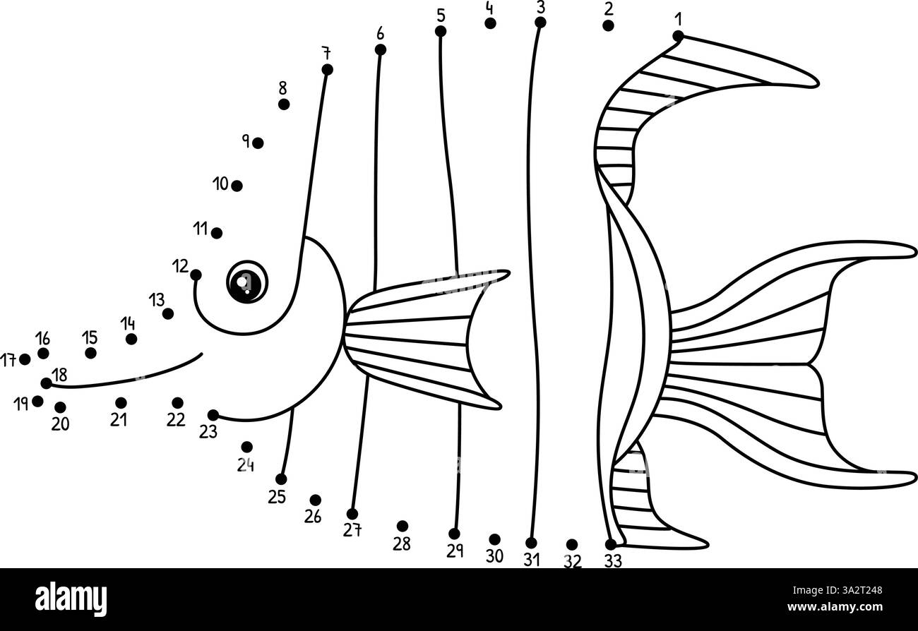 Dot to Dot Angelfish Animal Isolated Coloring Page Stock Vector Image & Art - Alamy