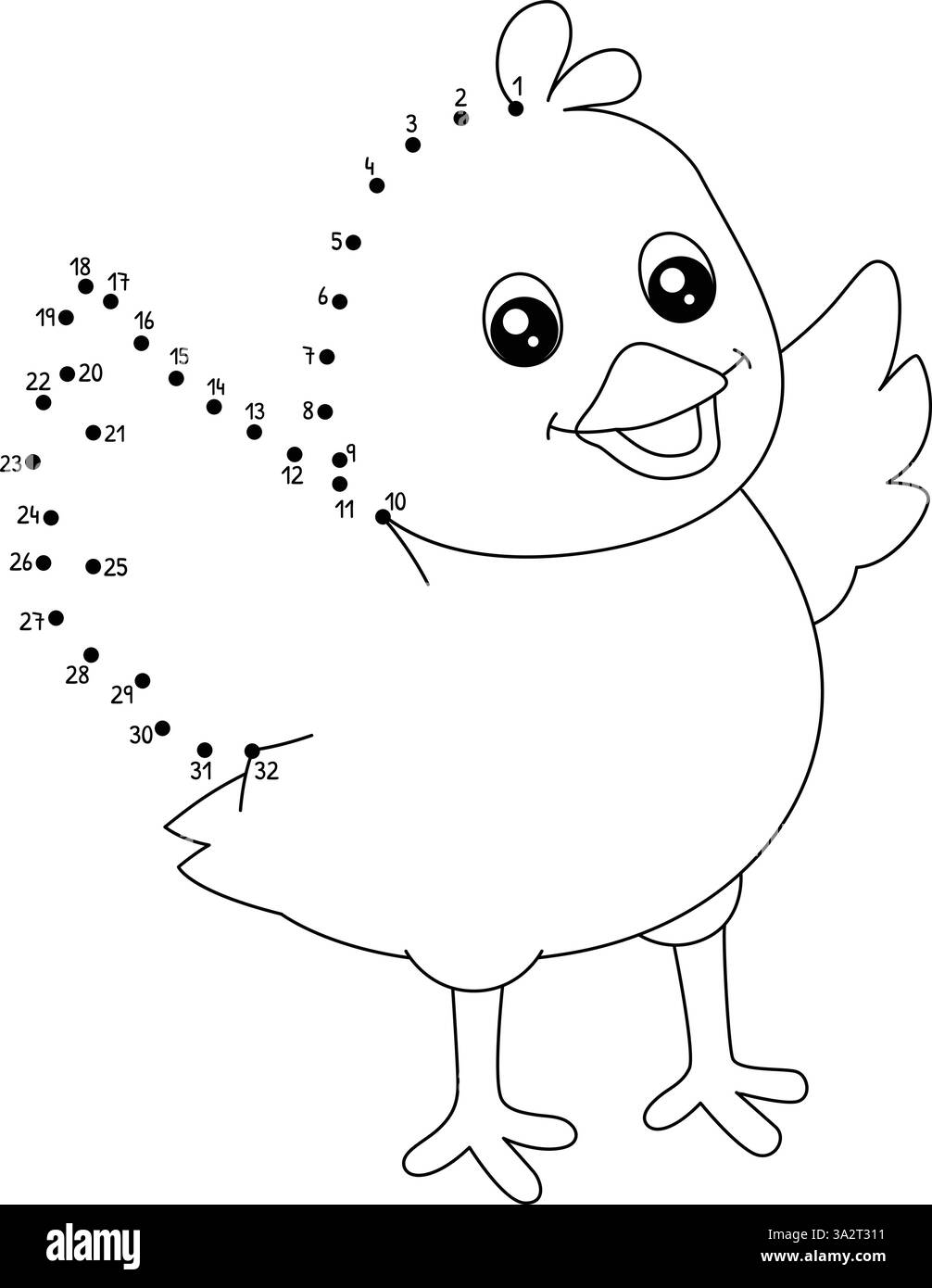 Dot to Dot Chick Farm Animal Isolated Coloring Stock Vector Image & Art ...