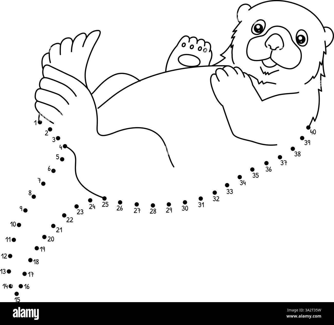 Dot to Dot Sea Otter Animal Isolated Coloring Page Stock Vector Image & Art - Alamy