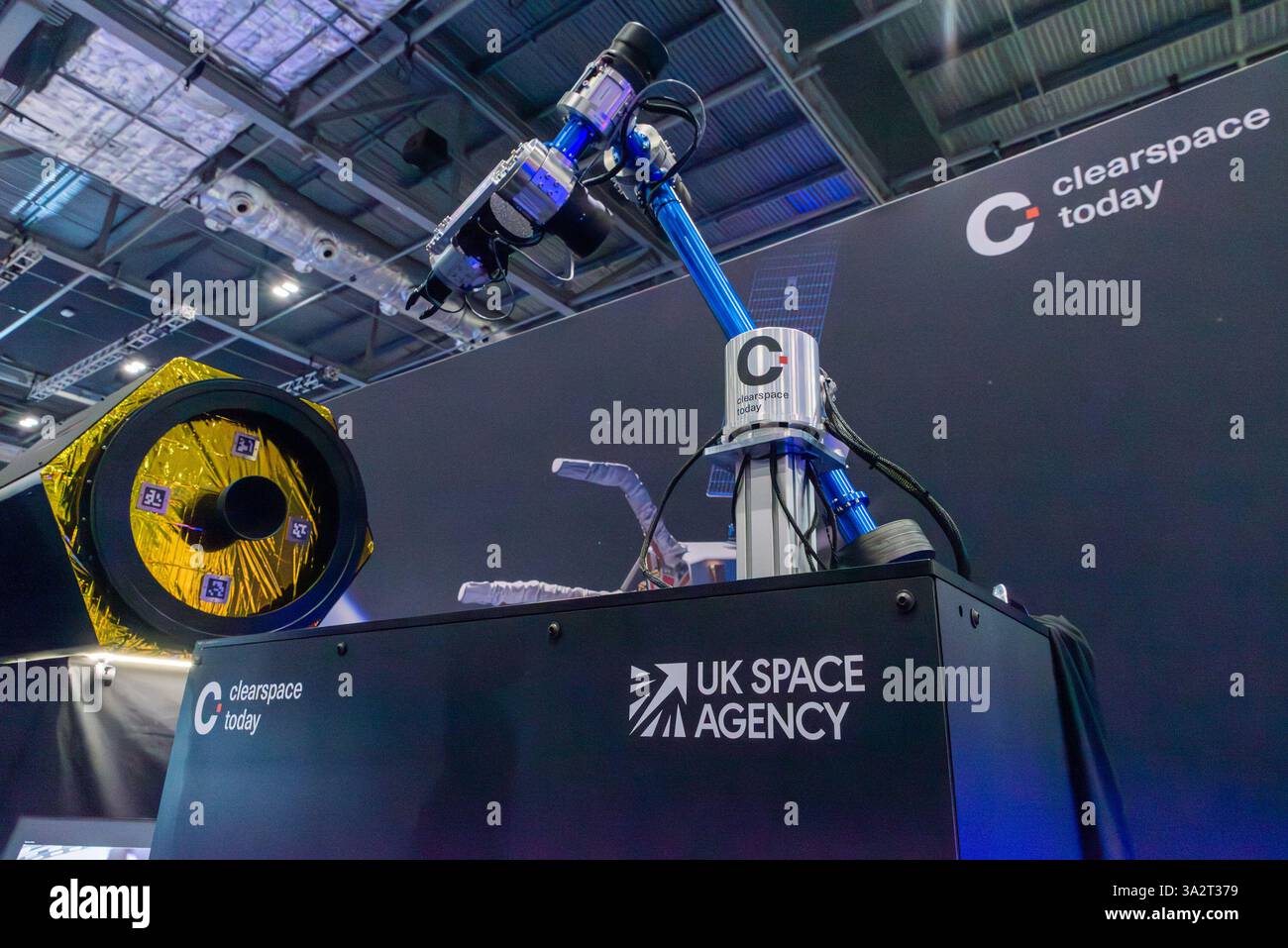 UK Space Agency robotic arm on display at Space-Comm Expo in ExCeL ...
